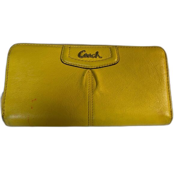Coach | Bags | Vintage Coach Ashley Wallet Yellow Leather Long Zip ...